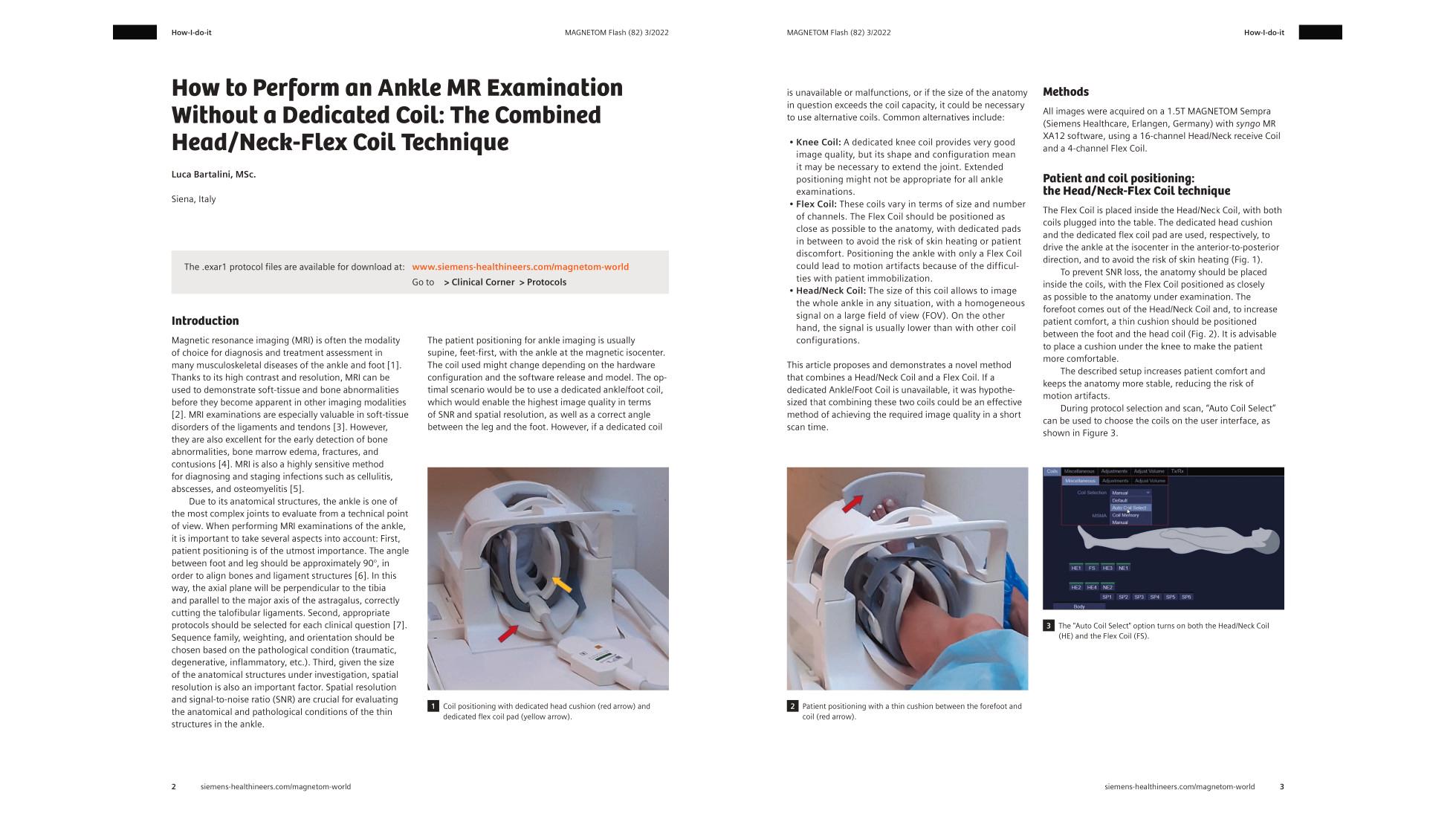 How to Perform an Ankle MR Examination Without a Dedicated Coil: The ...