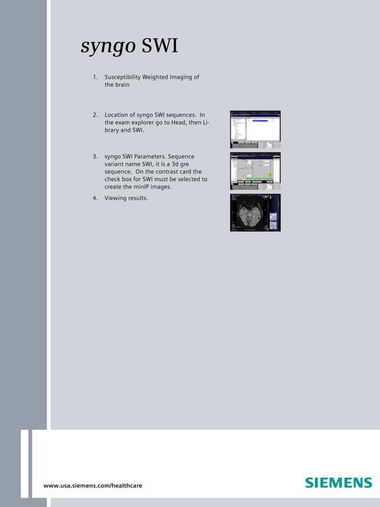 syngo SWI (Susceptibility-Weighted Imaging): Video and Step-by-Step ...