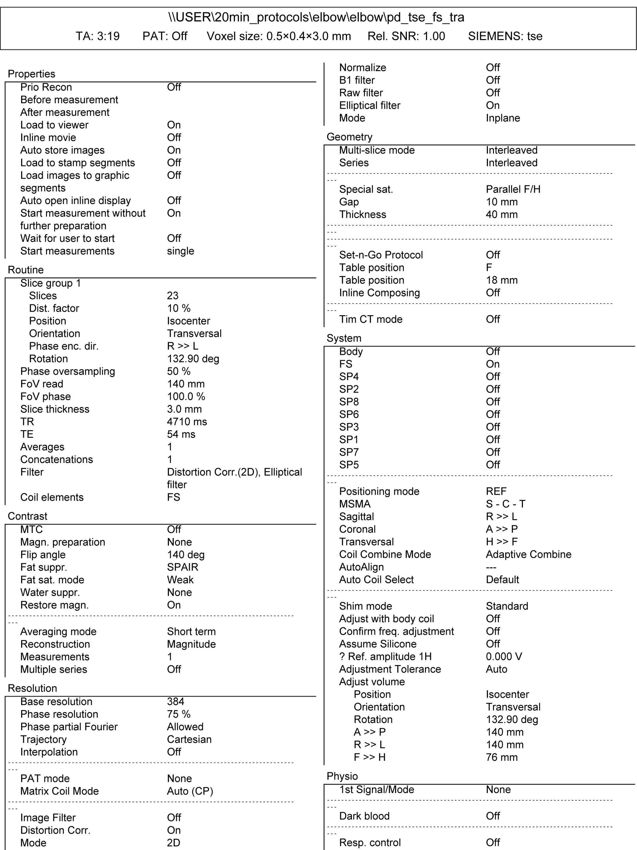 MSK Protocols for MAGNETOM Trio, A Tim System – Elbow