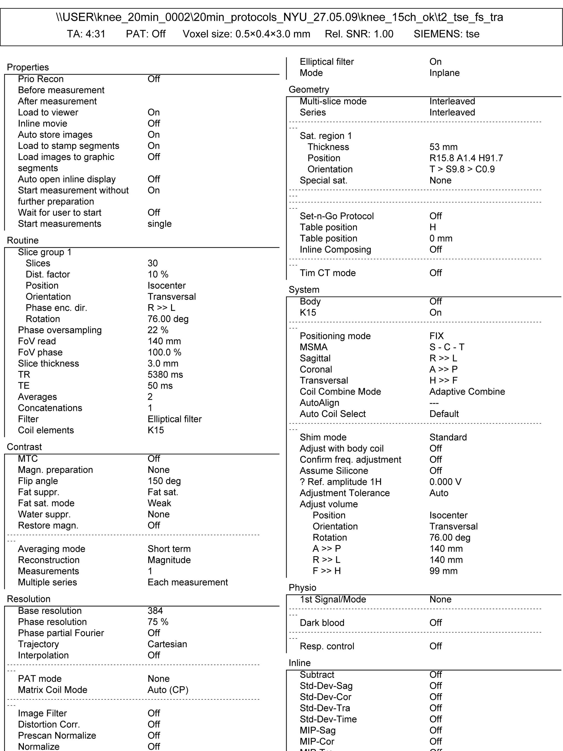 MSK Protocols for MAGNETOM Verio – Knee