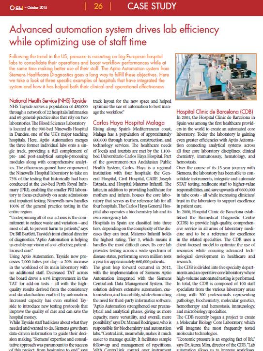 Laboratory Automation - Case Studies - Siemens Healthineers