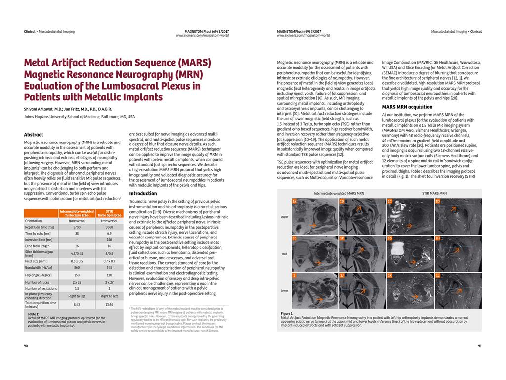 Metal Artifact Reduction Sequence MRN