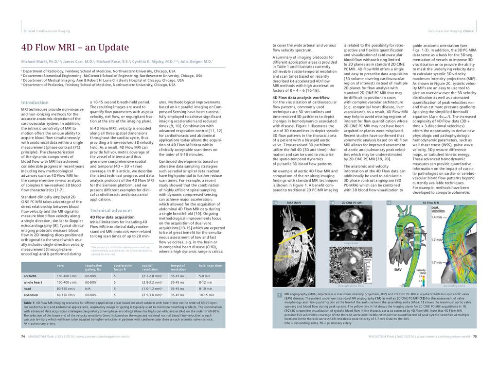 4D Flow MR Imaging