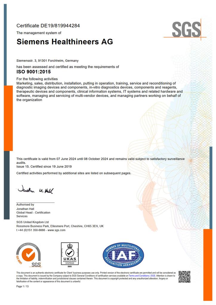Certificates - Siemens Healthineers Schweiz