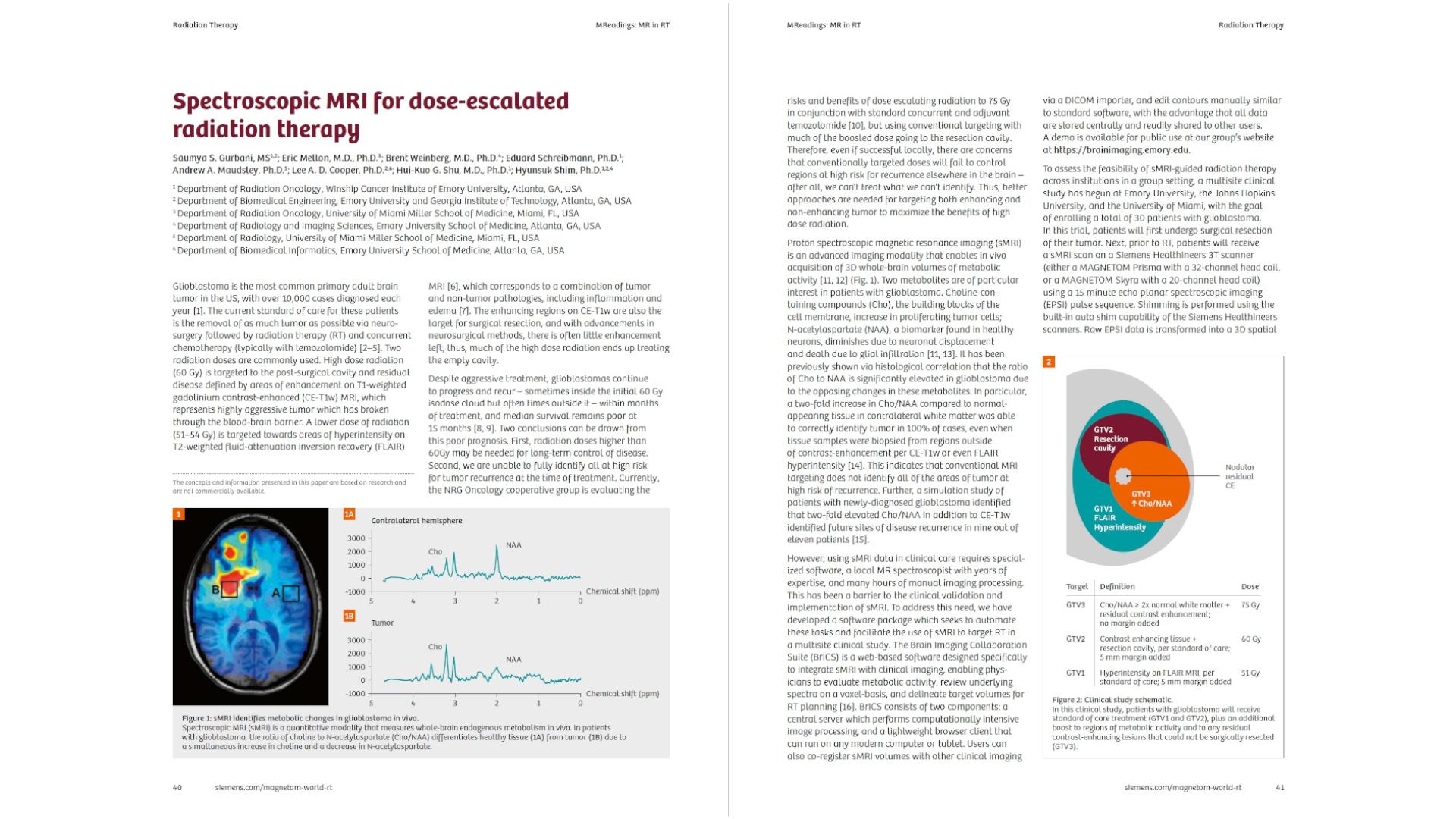 Establishing MRSI as a Clinical Standard Imaging