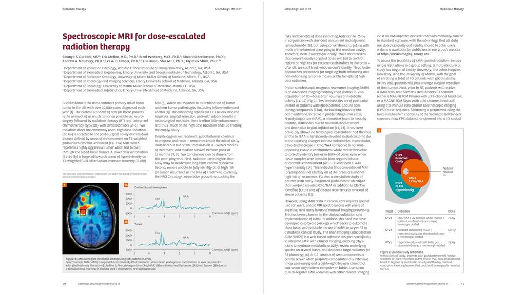 Establishing MRSI as a Clinical Standard Imaging