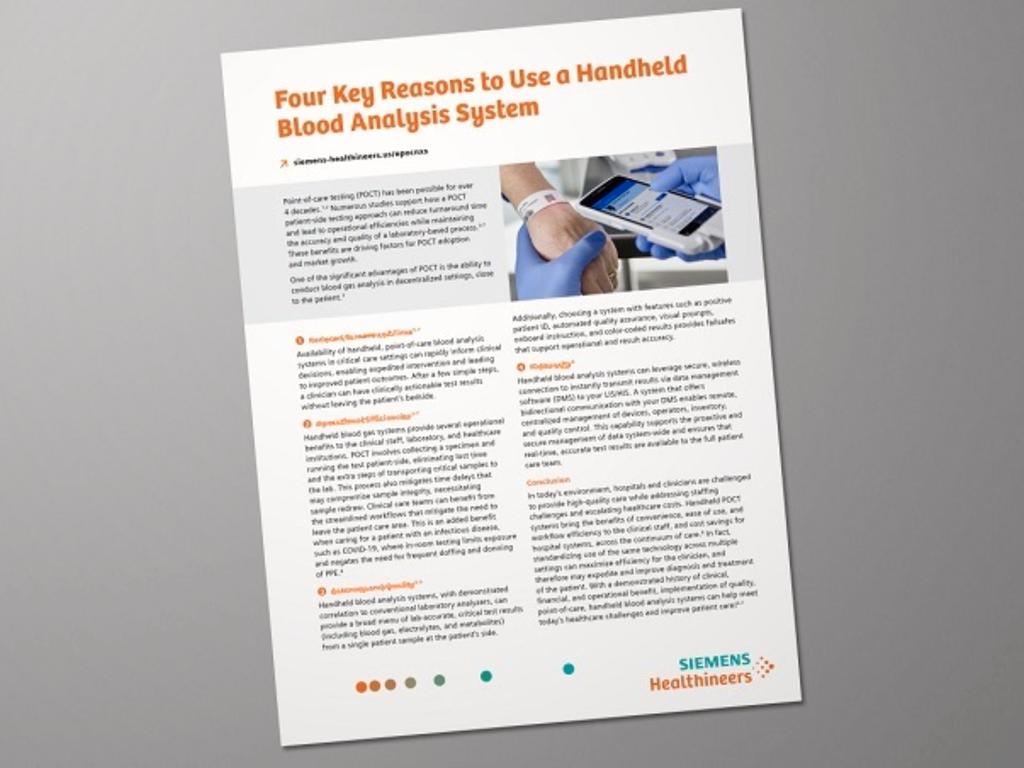 Four Reasons to Use a Handheld Blood Analysis System - Siemens ...